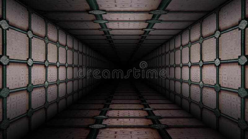 Sci-Fi Metal Corridor Background Illuminated with Neon Lights. Stock ...