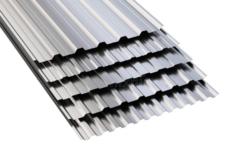 Metal Corrugated Roof Sheets Stack Front View, with Various Colo Stock ...