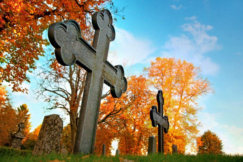 Metal cross on cemetery stock photo. Image of metal, fall - 25742438