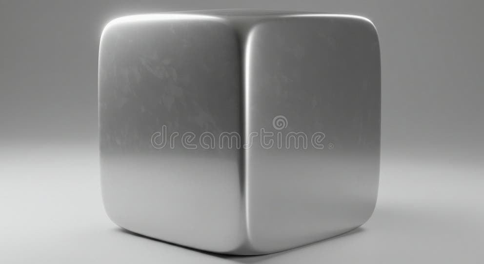 Metal Cube Object in Studio Lighting with Smooth Rounded Edges Stock ...