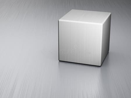 Metal cube on steel plate stock illustration. Illustration of ...