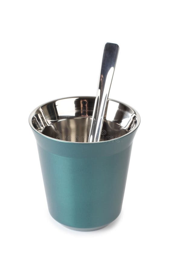 Metal cup stock photo. Image of steel, beverage, spoon - 23932994
