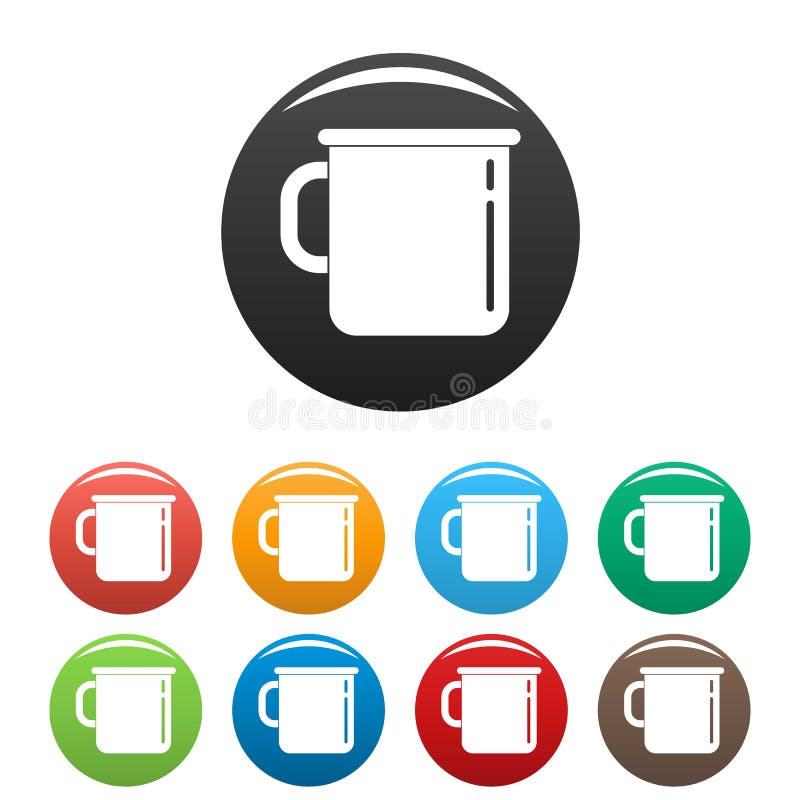 Metal cup icons set color stock vector. Illustration of metal - 135096005
