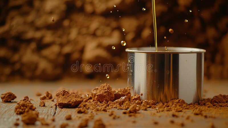 A Metal Cup Overflowing with Molasses, Surrounded by Brown Sugar Stock ...
