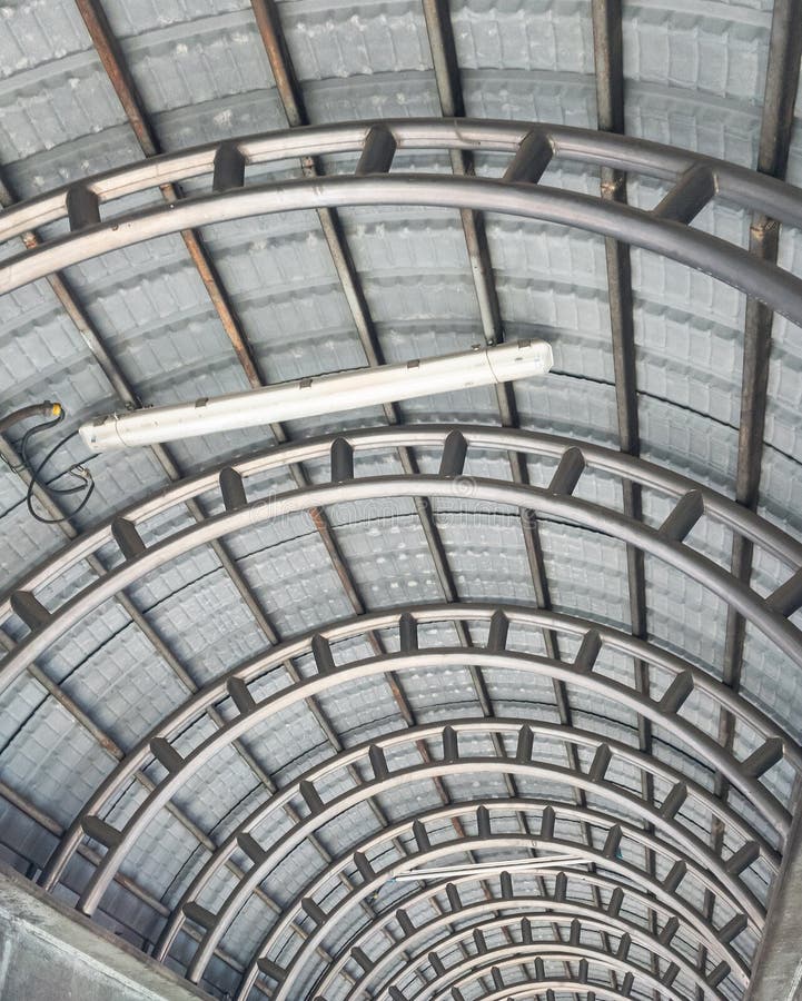Metal curve roof stock photo. Image of corrugated, pathway - 96969946