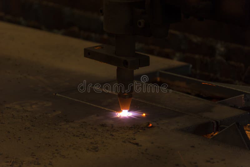 Metal Cutting with Acetylene Torch by Auto Cutting Machine Close Stock ...