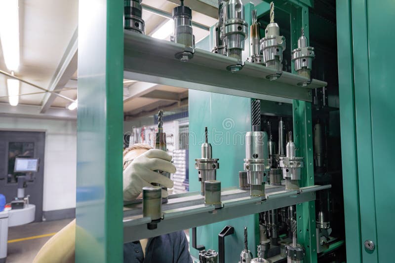 Metal-cutting Cutters for a CNC Machine in a Tool Rack Stock Image ...