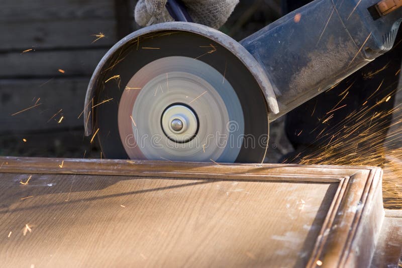 Metal Cutting with a Grinding Machine Stock Image - Image of work, iron ...