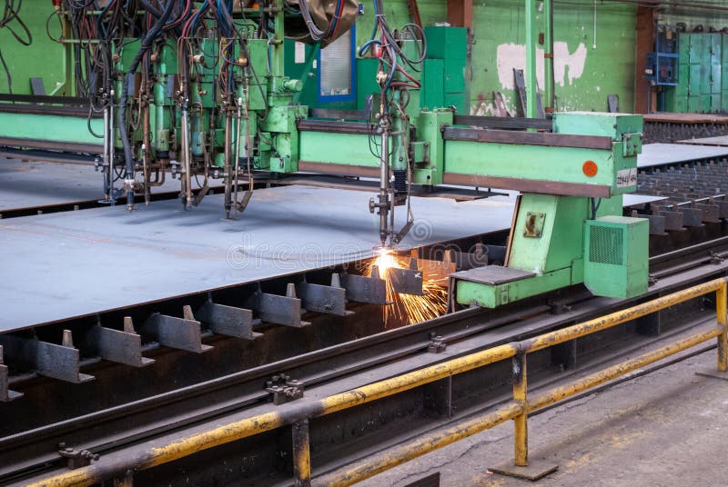Metal Cutting Machine in Factory Hall Stock Image - Image of hall ...