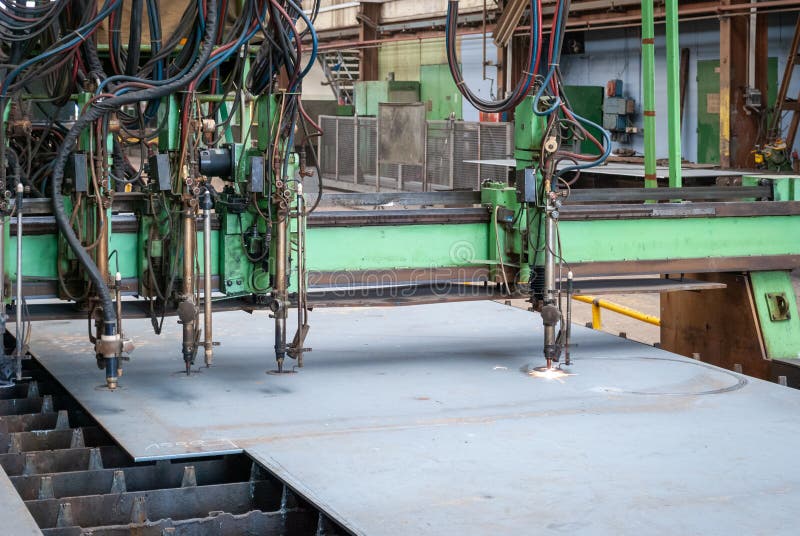 Metal Cutting Machine in Factory Hall Stock Image - Image of iron ...