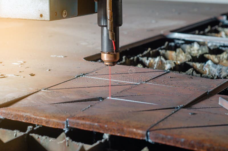 Metal Cutting Machine. Laser Cutting. Close-up Stock Photo - Image of ...