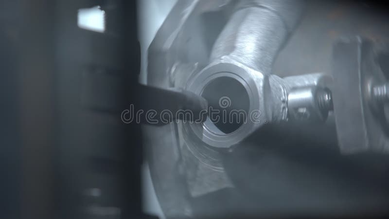 Machining Shaft on Lathe. Metalworking. Turner Working on Machine ...