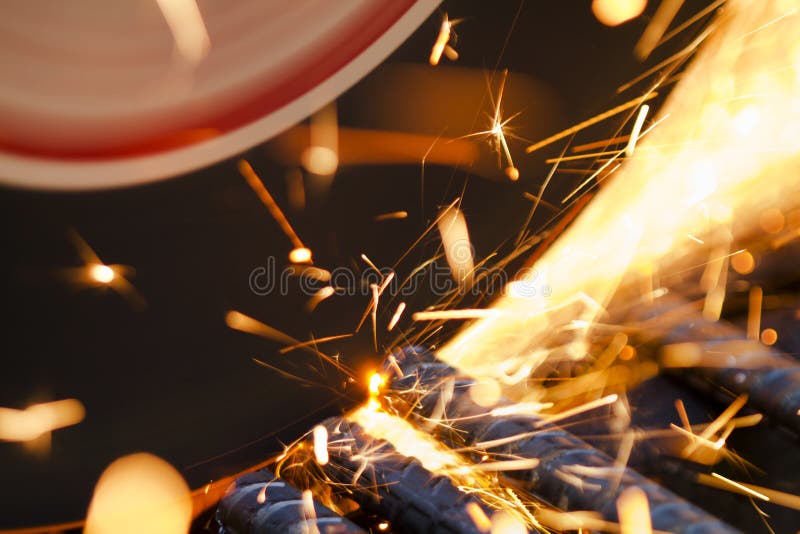Metal Cutting Saw on Steel with Fire Spark Stock Photo - Image of ...