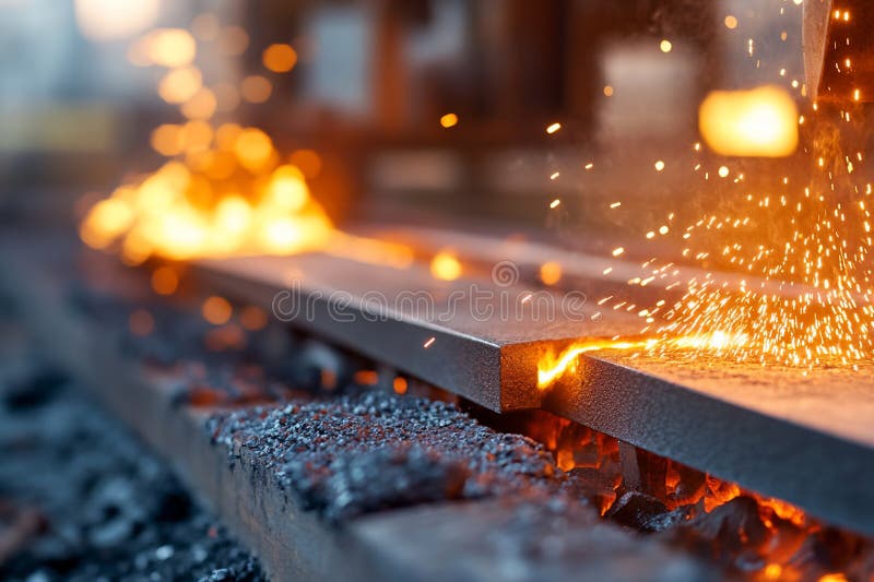 Metal Cutting with Sparks and Flames Stock Illustration - Illustration ...