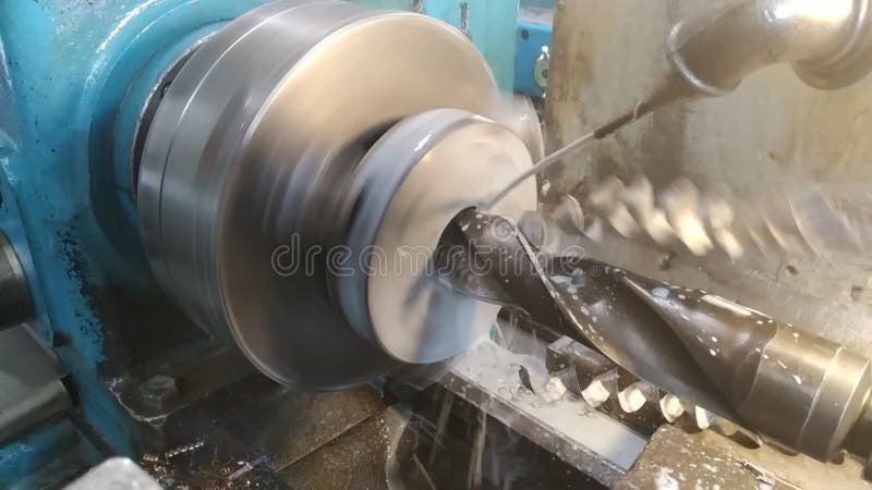 Drilling a Hole on a Turning Machine with a Steep Drill Stock Footage ...