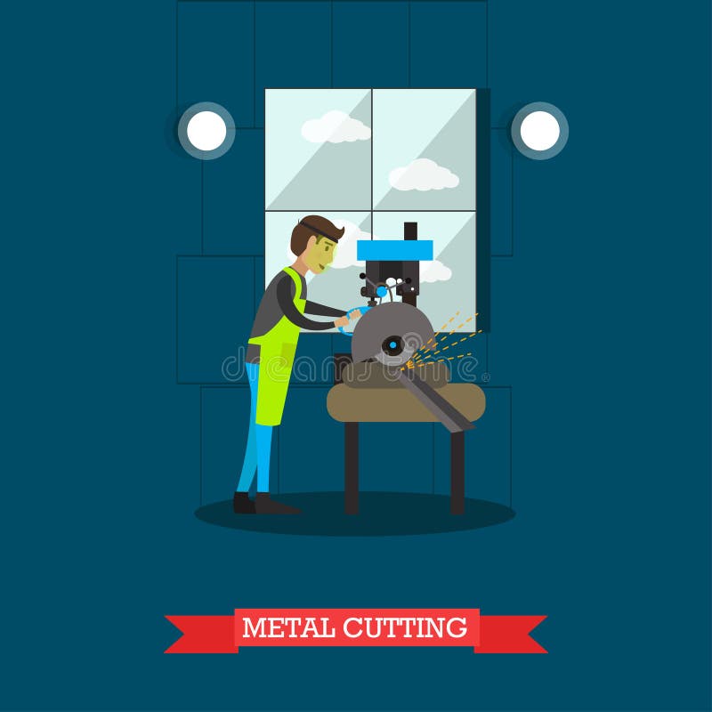 Metal Cutting Vector Illustration in Flat Style Stock Vector ...