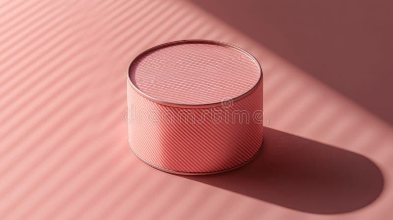 Metal Cylindrical Can with Ribbed Design and a Pink Color on a Pink ...