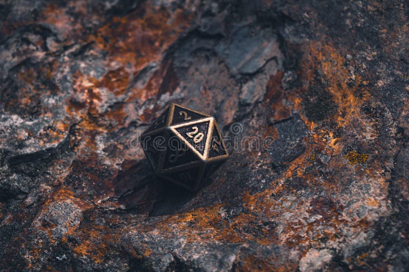 Metal D20 on a Rocky Surface with Orange Lichen Stock Image - Image of ...