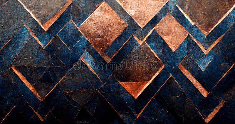 Metal Dark Blue Tile with Copper Geometric Ornament Stock Illustration ...