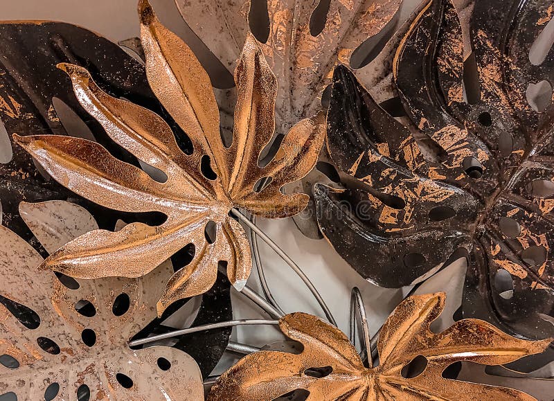 Metal Decoration with Autumn Leaves Stock Image - Image of leaf ...