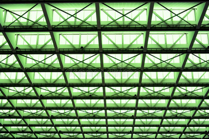 Metal Design of an Interior in a Modern Building in Green Light Stock ...