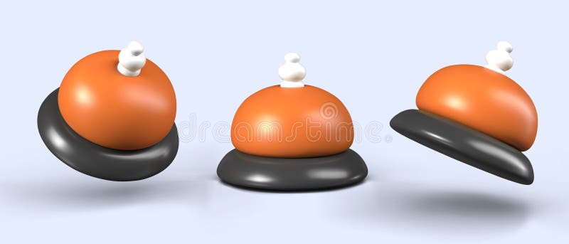 Metal Desk Bell in Different Positions. Reception Sound Device Stock ...