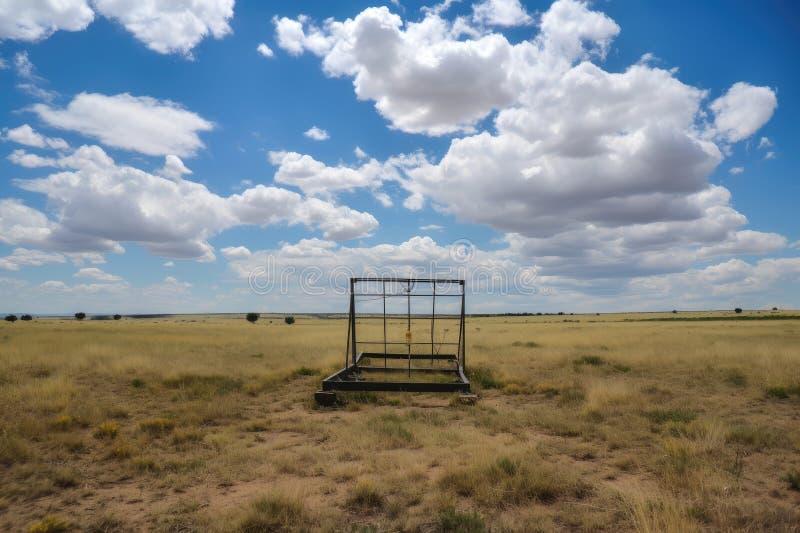 Metal Detector Frame in the Middle of an Open Field, with Blue Sky and ...