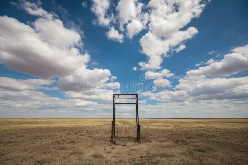 Metal Detector Frame in the Middle of an Open Field, with Blue Sky and ...