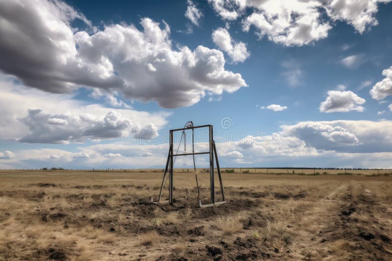 Metal Detector Frame in the Middle of an Open Field, with Blue Sky and ...