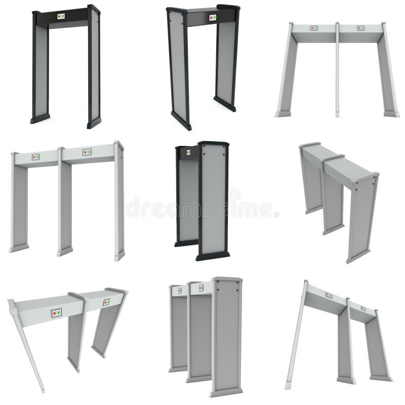 Metal Detector Scanner Set. 3D Render Isolated on White. Stock ...