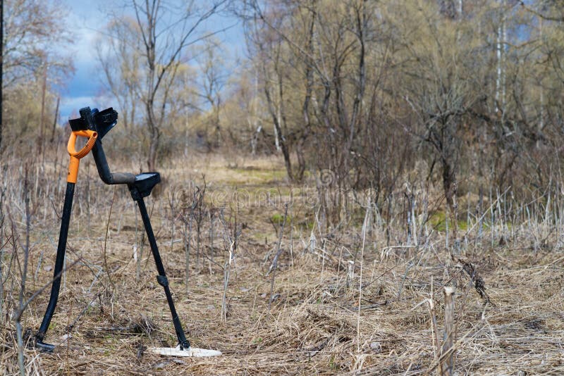 Metal Detector and Shovel in Field Stock Image - Image of meadow, tools ...