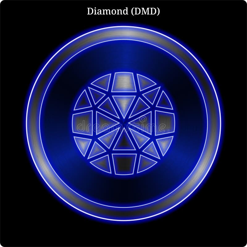 Metal Diamond DMD Coin Witn Blue Neon Glow. Stock Vector - Illustration ...