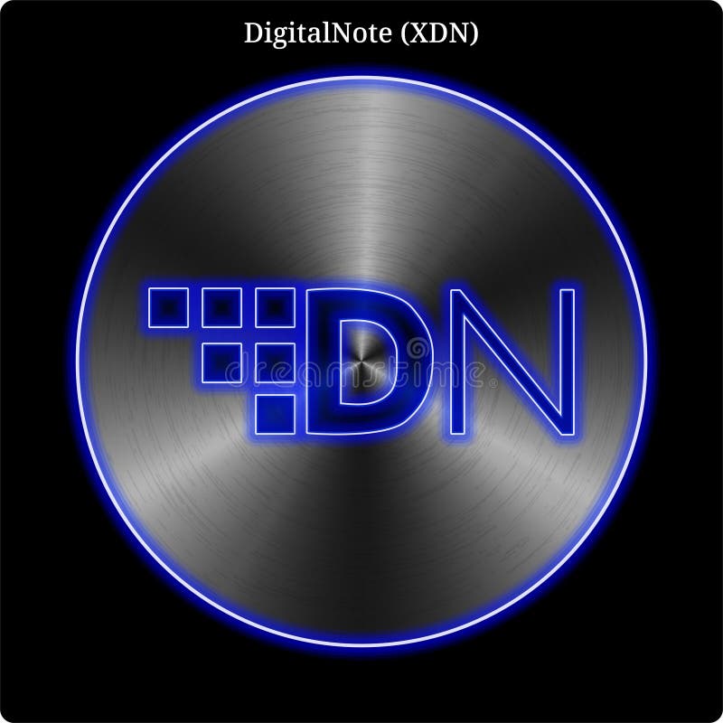 Metal DigitalNote XDN Coin Witn Blue Neon Glow. Stock Vector ...