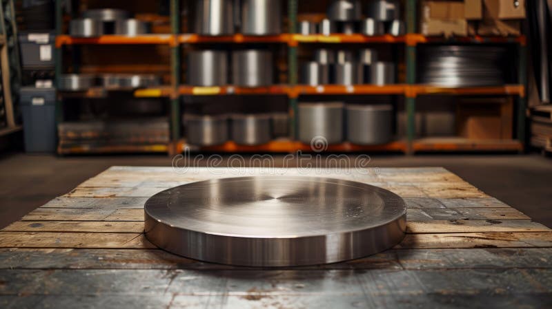 A Metal Disc in a Warehouse. Stock Image - Image of production ...
