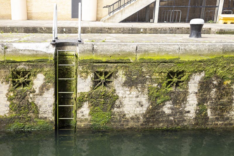 Metal dock canal ladder stock image. Image of stair - 149399393