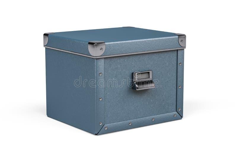 Metal Document Box in Blue Color Isolated on White Background Stock ...