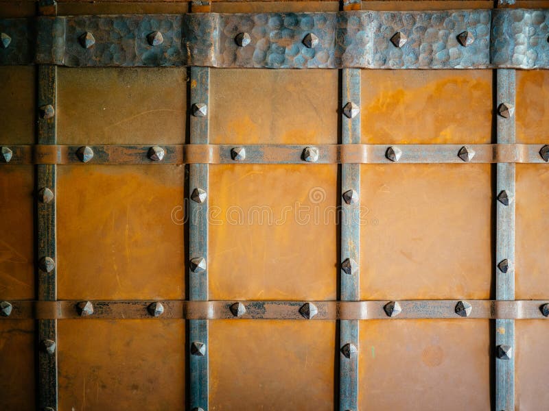 Metal Door Covered with Rust. Square Shapes Stock Photo - Image of aged ...
