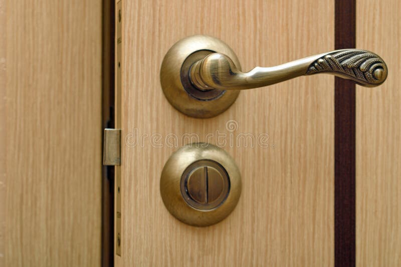 Door handle on open door. stock image. Image of room - 123162583