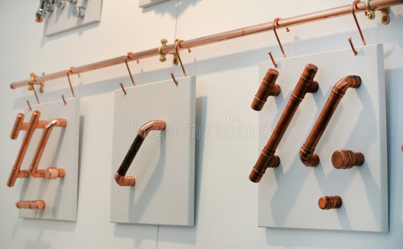 The metal door handles stock photo. Image of interior - 119480232