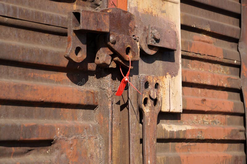 Metal Door Lock with a Seal by Freight Car Stock Image - Image of lock ...