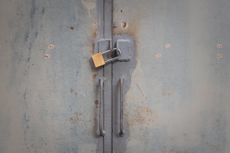 Metal door locked stock photo. Image of metal, security - 64697740
