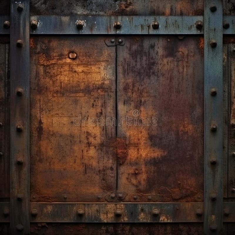 Metal Door with Rivets Created with Generative AI Technology Stock ...