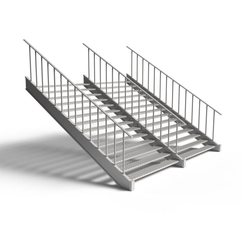 Metal Double Stair Side View Isolated in White Background Stock ...