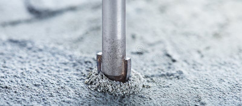 Metal Drill Bit Make Holes in Concrete Wall on Industrial Drilling ...