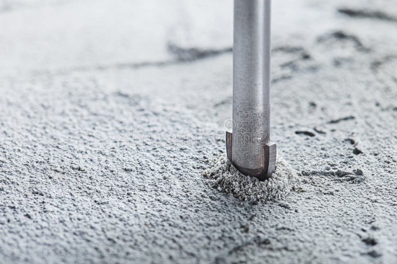 Metal Drill Bit Make Holes in Concrete Wall on Industrial Drilling ...