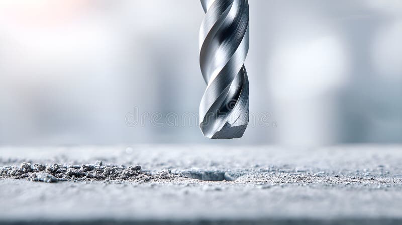 Metal Drill Bit Making Hole in Concrete Material Stock Photo - Image of ...