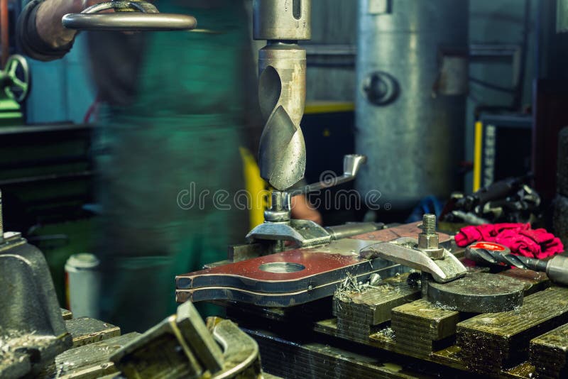 Metal Drilling in Metal Workshop Stock Photo - Image of industry ...