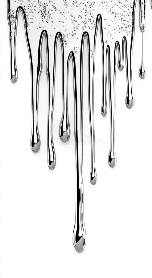 Metal Drips on a Silver Sparkle Background in an Abstract Style. Stock ...