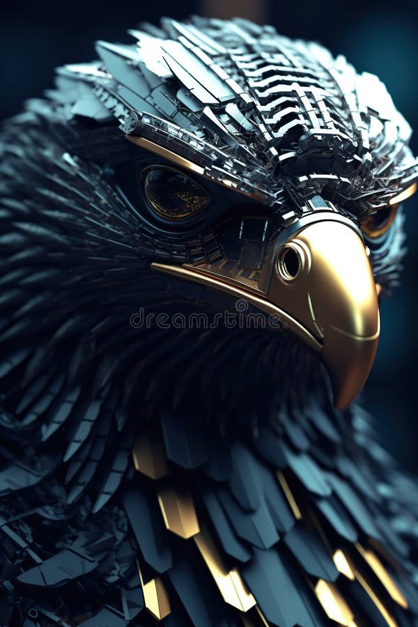 Metal Eagle Head Portrait. Generative AI Stock Illustration ...