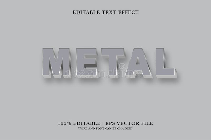 Metal Editable Text Effect with 3d Vector Design Stock Vector ...